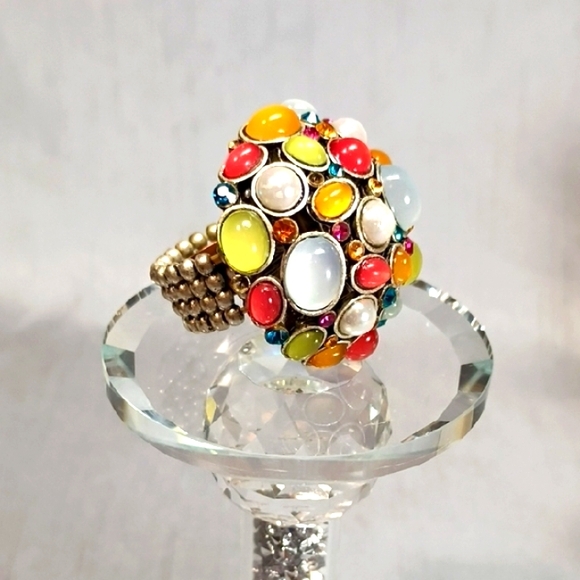 Jewelry | Colorful Gemstone Cluster Expandable Ring | Poshmark